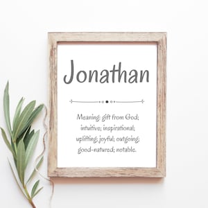 Jonathan Baby Name Meaning Baby Names Nursery Sign Boy Names Printables ...