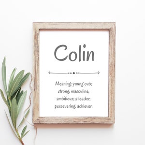 Colin Baby Name Meaning Baby Names Nursery Sign Boy Names Printables ...