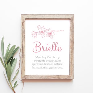 Brielle Baby Name Meaning Baby Names Nursery Sign Girl Names Printables ...