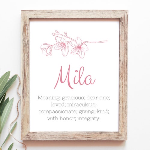 Mila Baby Name Meaning Baby Names Nursery Sign Girl Names - Etsy