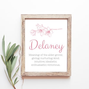Delaney Baby Name Meaning Baby Names Nursery Sign Girl Names Printables ...