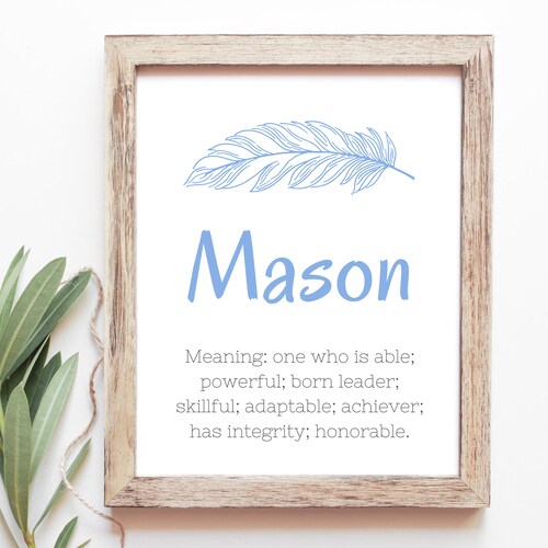 Mason Baby Name Meaning Baby Names Nursery Sign Boy Names - Etsy