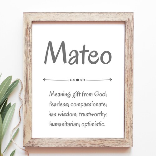 Mateo Baby Name Meaning Baby Names Nursery Sign Boy Names - Etsy Canada