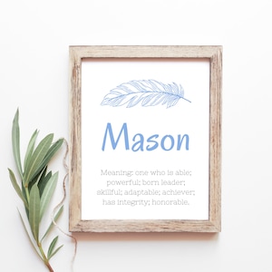 Mason Baby Name Meaning Baby Names Nursery Sign Boy Names Printables ...