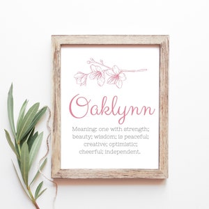 Oaklynn Baby Name Meaning Baby Names Nursery Sign Girl Names Printables ...