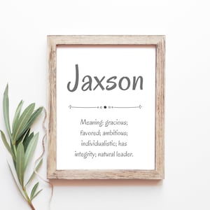 Jaxson Baby Name Meaning Baby Names Nursery Sign Boy Names Printables ...