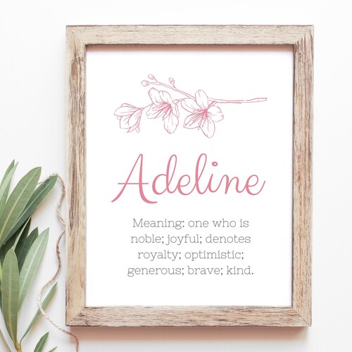 Adeline Baby Name Meaning Baby Names Nursery Sign Girl Names - Etsy