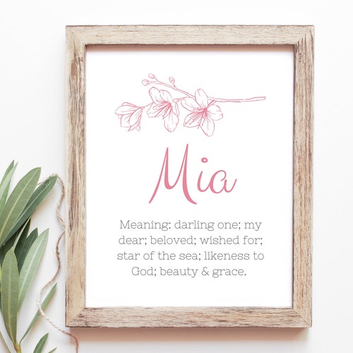 Mia Baby Name Meaning Baby Names Nursery Sign Girl Names - Etsy