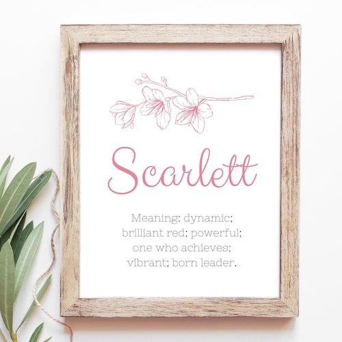 Scarlett Baby Name Meaning Baby Names Nursery Sign Girl Names | Etsy