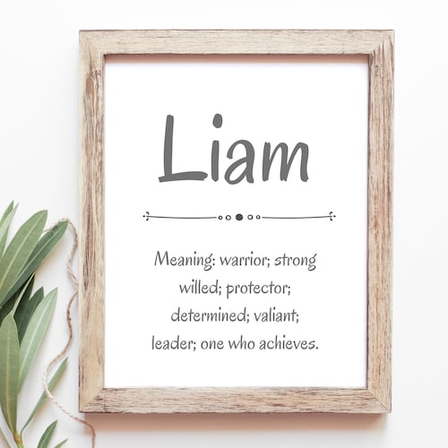 Liam Baby Name Meaning Baby Names Nursery Sign Boy Names - Etsy