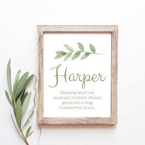 Harper Baby Name Meaning Baby Names Nursery Sign Girl Names Printables ...