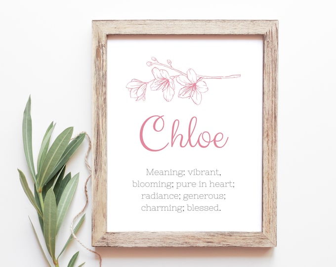 Personalized First Name Meaning Art Print-chloe Name Meaning-8x10 Art ...