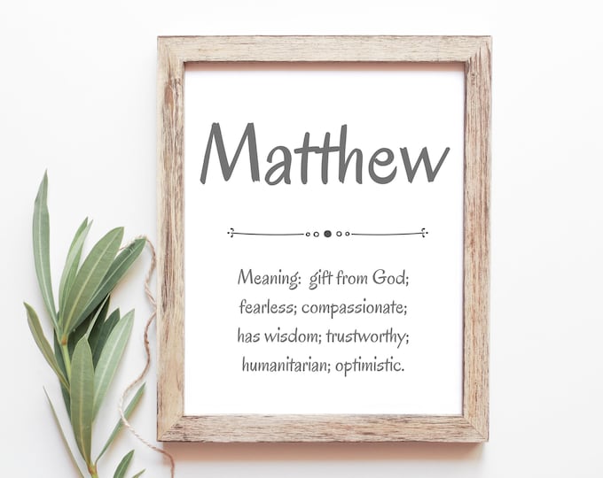 Matthew First Name Meaning Art Print-name Meaning-personalizedart-8x10 ...