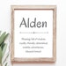 Alden Baby Name Meaning Baby Names Nursery Sign Boy Names Printables ...