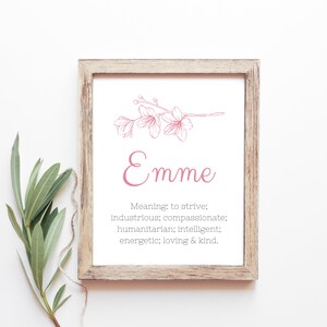 Emme Baby Name Meaning Baby Names Nursery Sign Girl Names Printables ...
