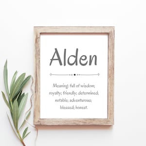 Alden Baby Name Meaning Baby Names Nursery Sign Boy Names Printables ...