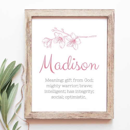 Madison Baby Name Meaning Baby Names Nursery Sign Girl Names | Etsy
