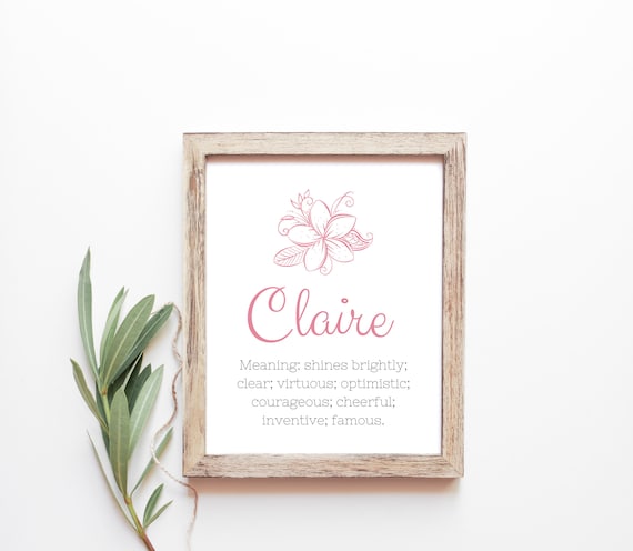 Claire Baby Name Meaning Baby Names Nursery Sign Girl Names | Etsy