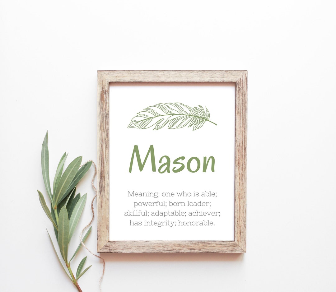 Mason Baby Name Meaning Baby Names Green Nursery Sign Boy Names ...