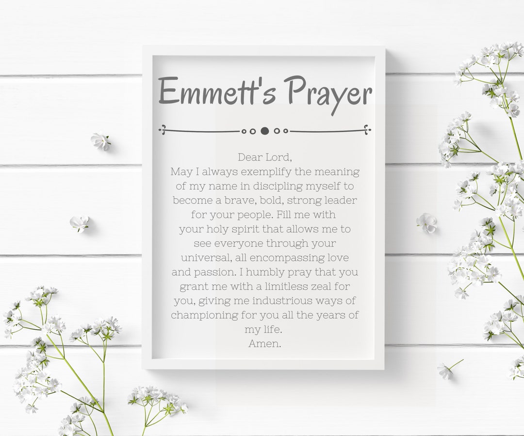 Emmett's Prayer Custom From Name Meaning - Baby Names - Nursery Sign ...