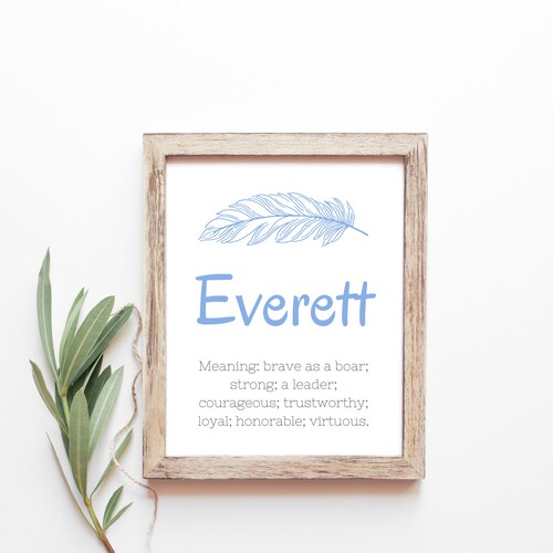 Everett Baby Name Meaning Baby Names Nursery Sign Boy Names - Etsy