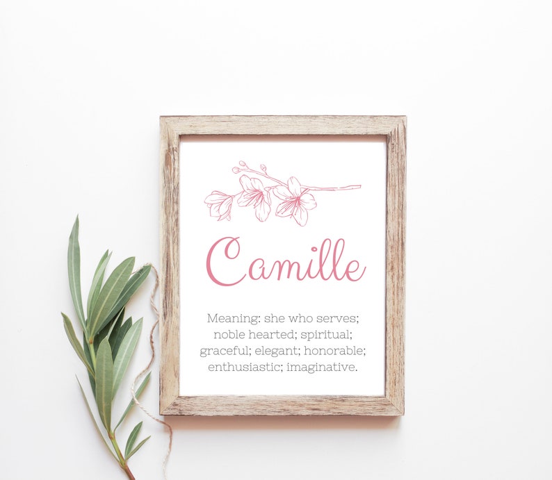 Camille Baby Name Meaning Baby Names Nursery Sign Girl Names Printables ...
