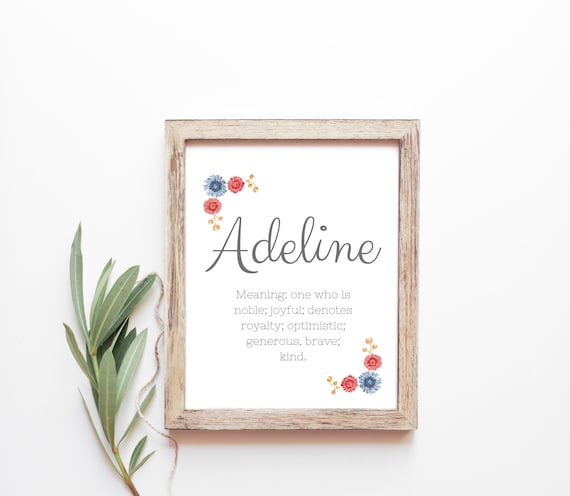 Adeline Baby Name Meaning Baby Names Nursery Sign Girl Names | Etsy