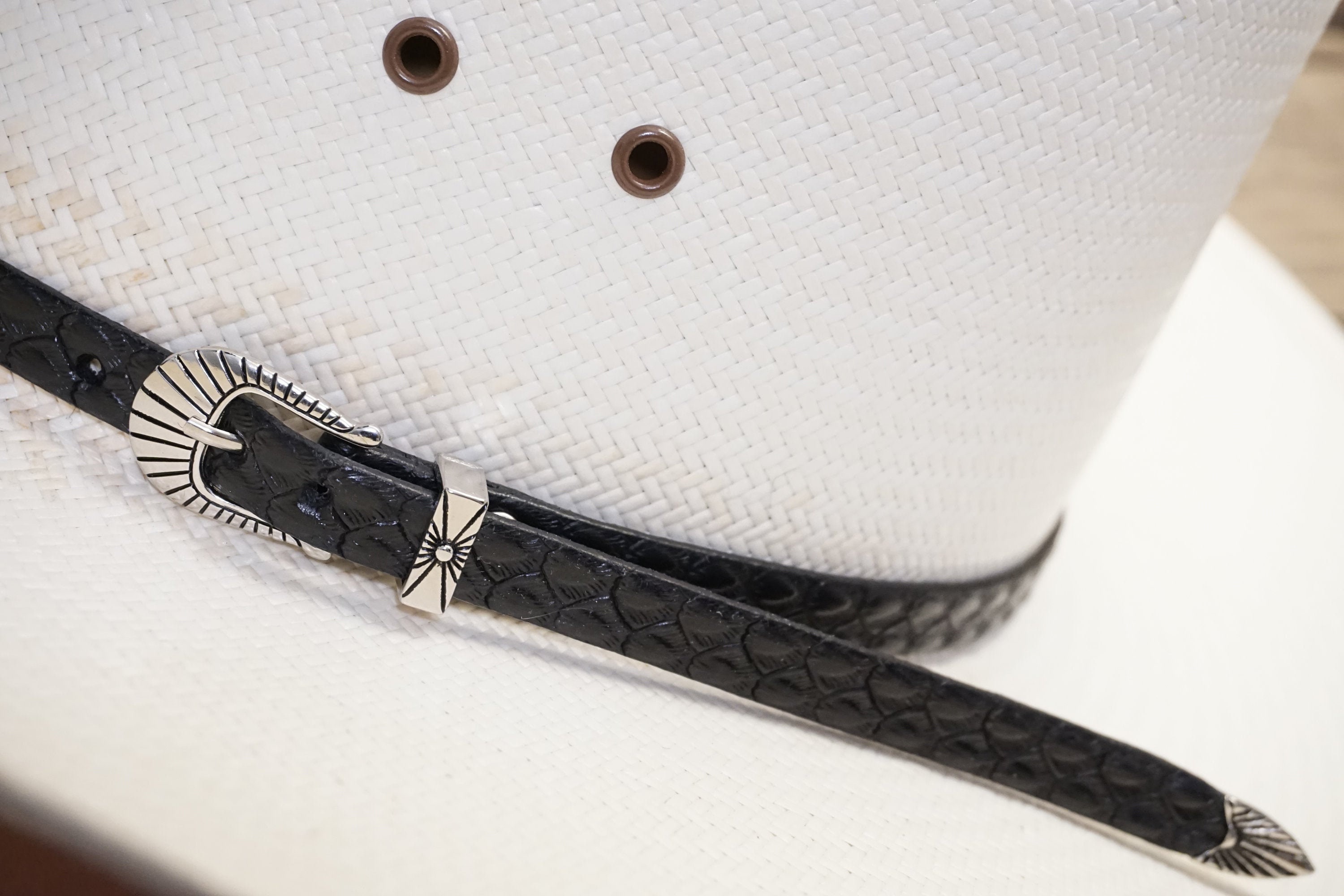 Hat Band Leather Tooled Snake Ebony S-M L-XL - Etsy