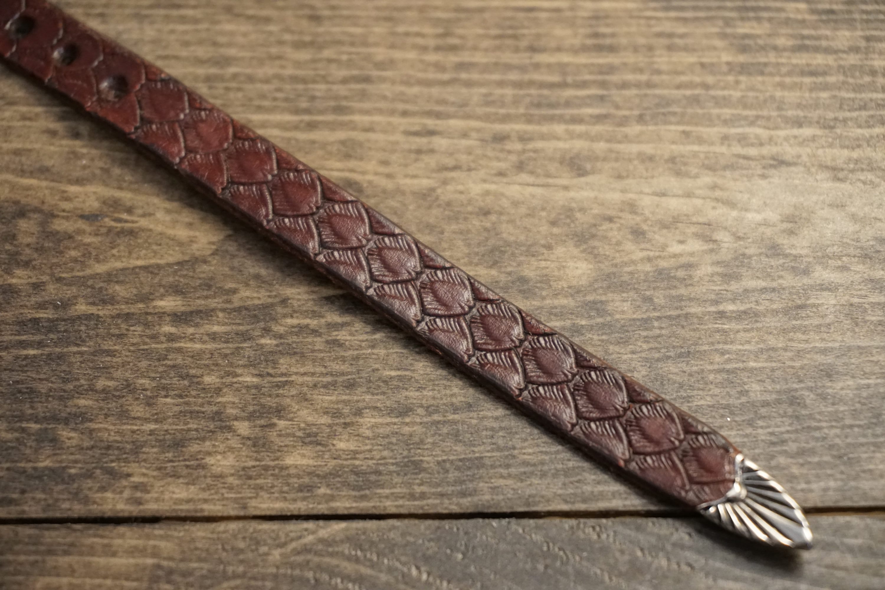 Hat Band Leather Tooled Snake Mahogany S-M L-XL | Etsy