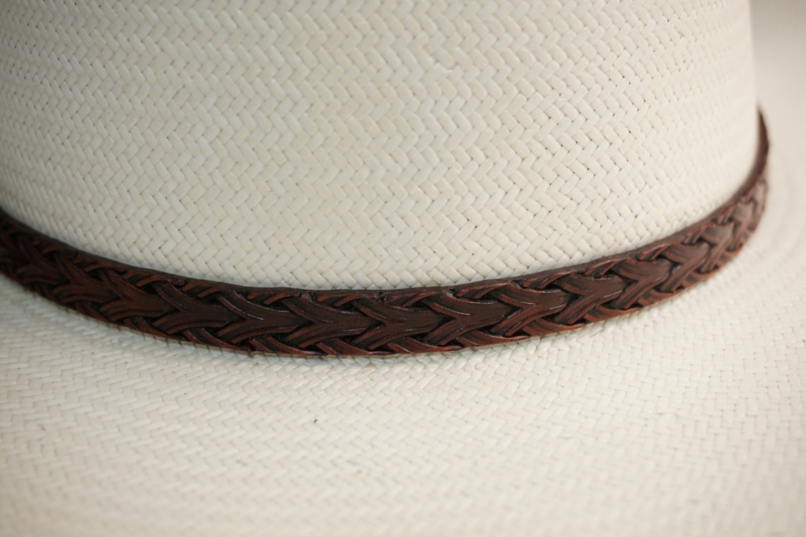 Hat Band Leather Tooled Braid Mahogany S-M L-XL - Etsy