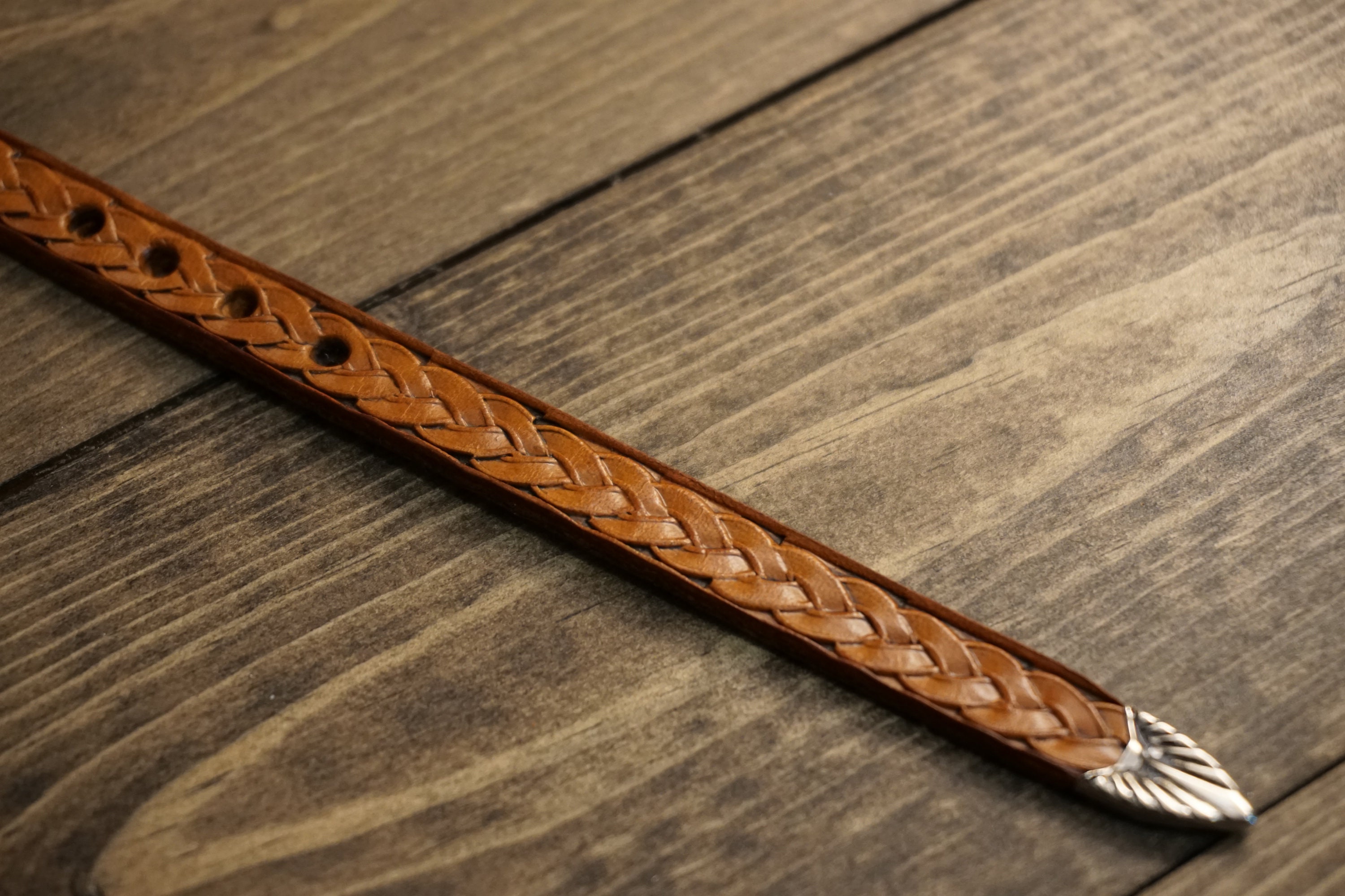 Hat Band Leather Tooled Braided Ribbon English Bridle S-M L-XL - Etsy