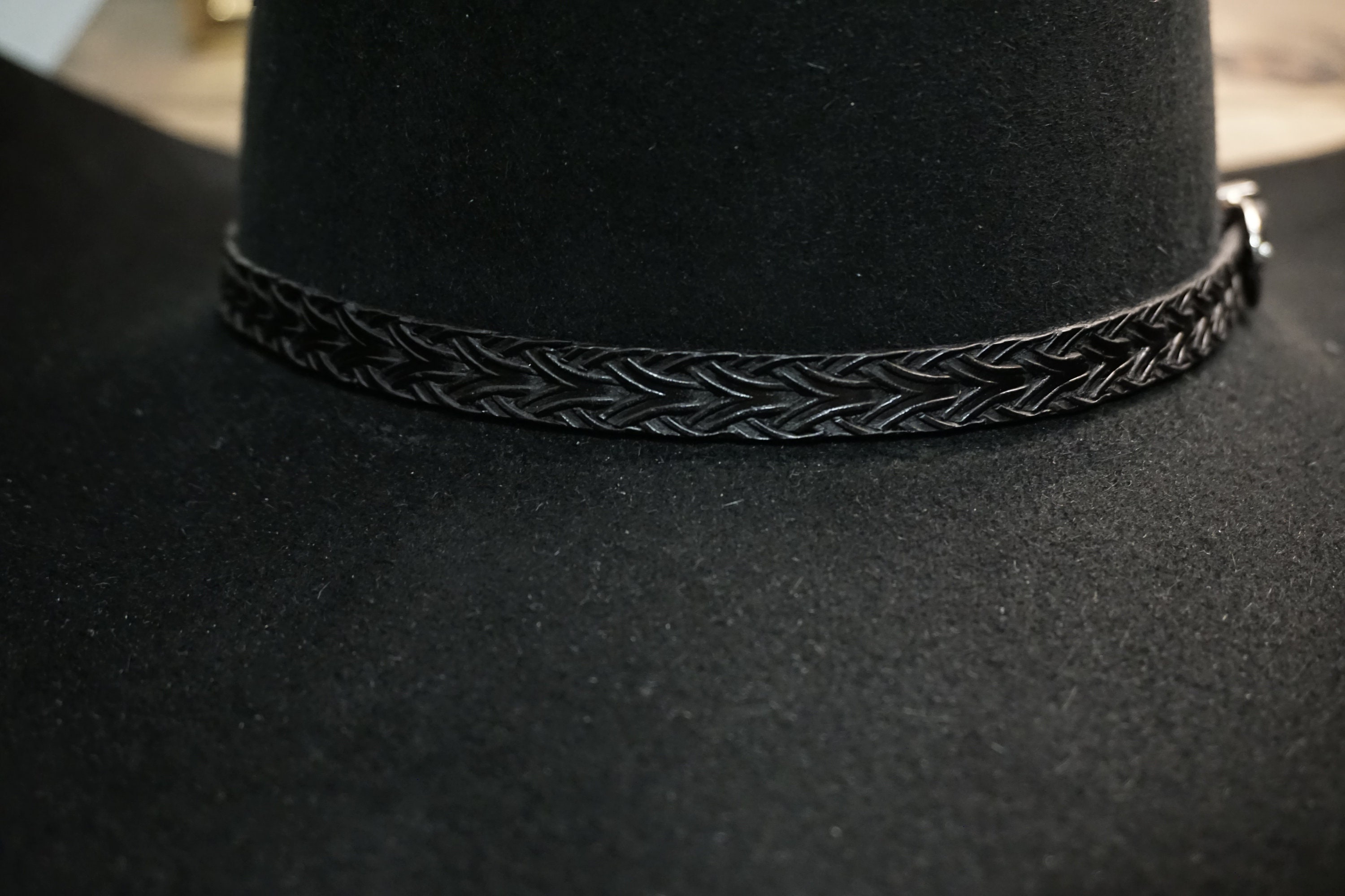 Hat Band Leather Tooled Braid Ebony S-M L-XL - Etsy