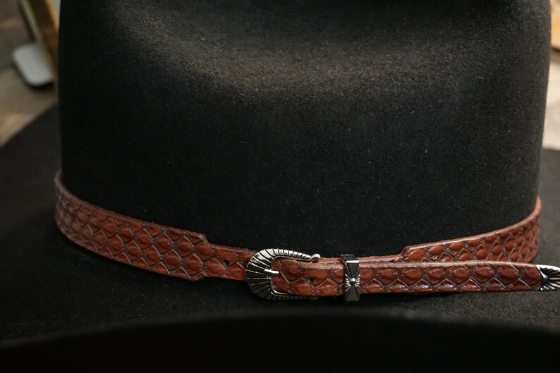Hat Band Leather Tooled Snake Mahogany 3/4 S-M | Etsy