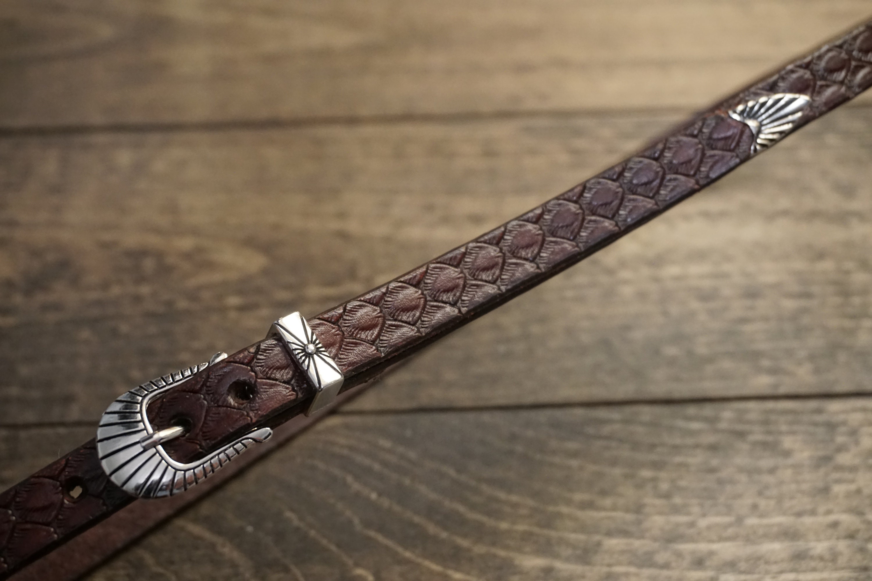 Hat Band Leather Tooled Snake Mahogany S-M L-XL | Etsy