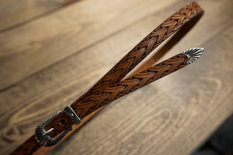 Hat Band Leather Tooled Braid English Bridle S-M L-XL - Etsy