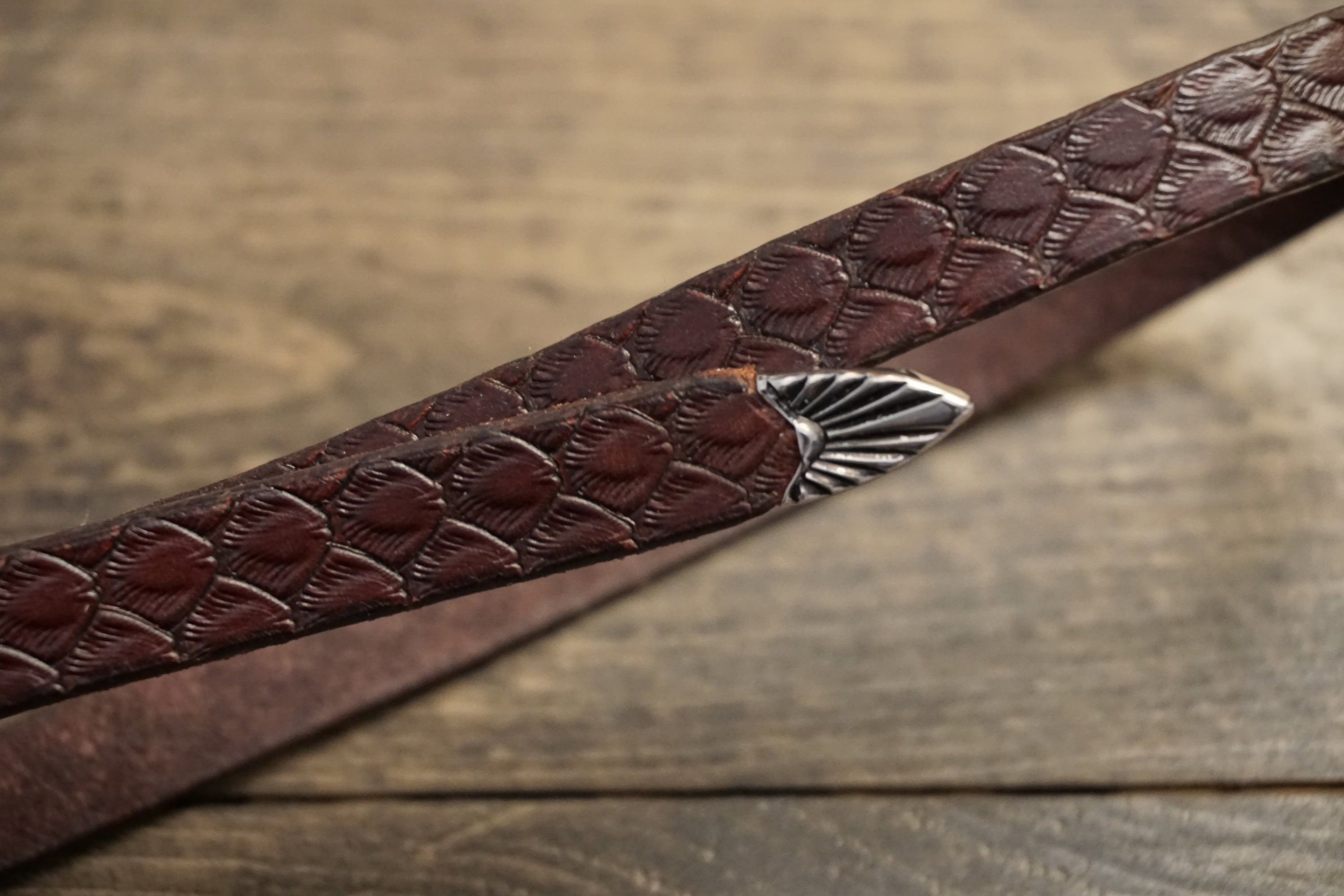 Hat Band Leather Tooled Snake Mahogany S-M L-XL | Etsy