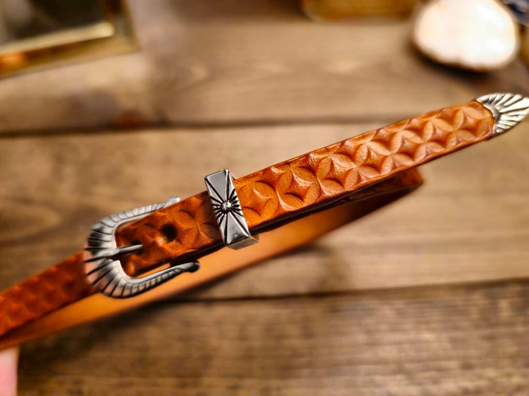 Hat Band Leather Tooled Diamond Pattern English Bridle S-M L-XL - Etsy