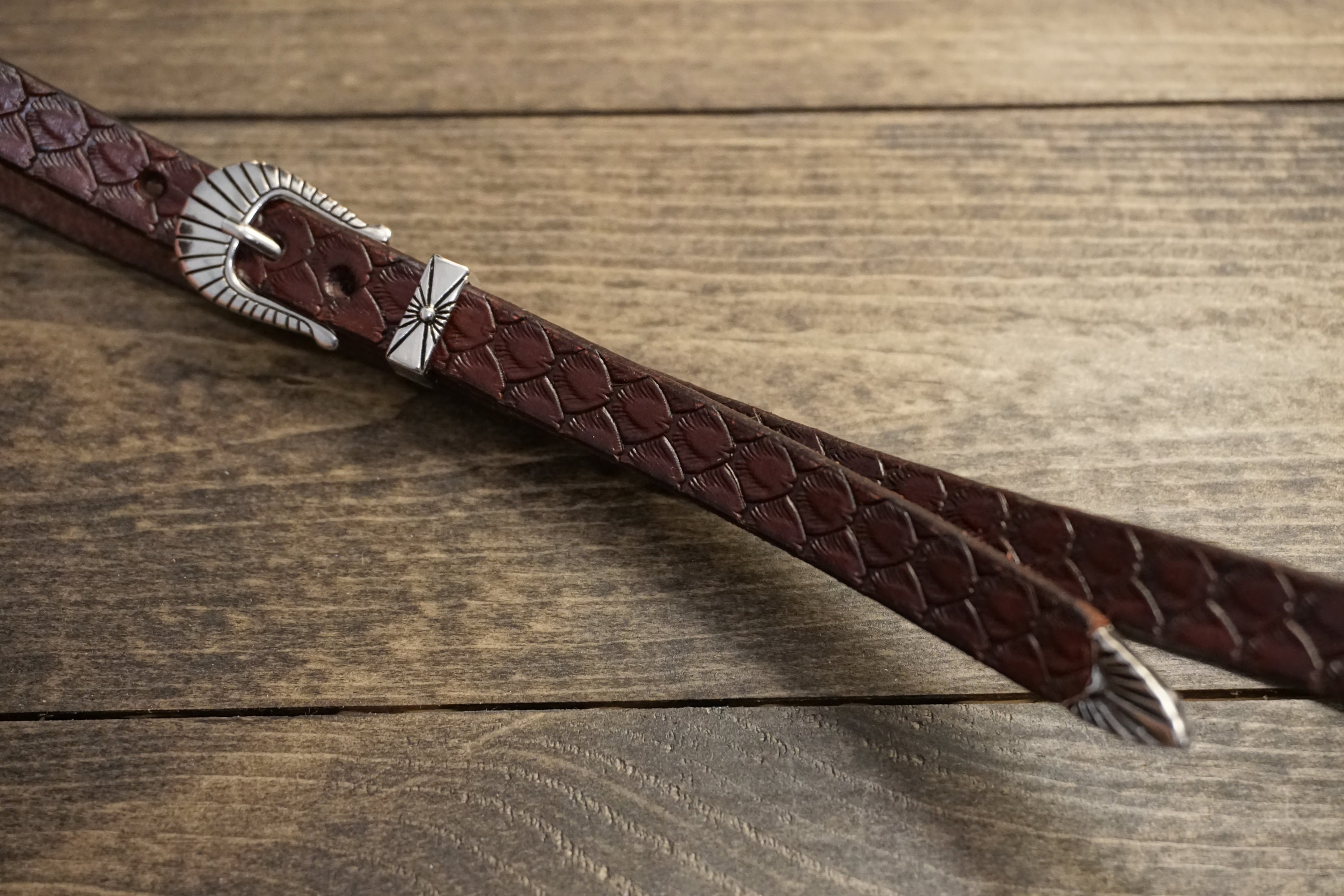 Hat Band Leather Tooled Snake Mahogany S-M L-XL | Etsy