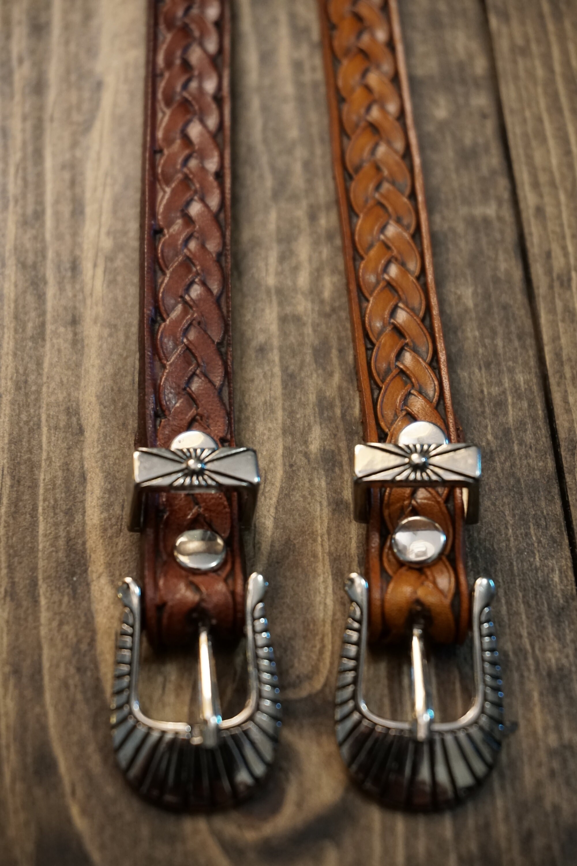 Hat Band Leather Tooled Braided Ribbon Mahogany S-M L-XL - Etsy