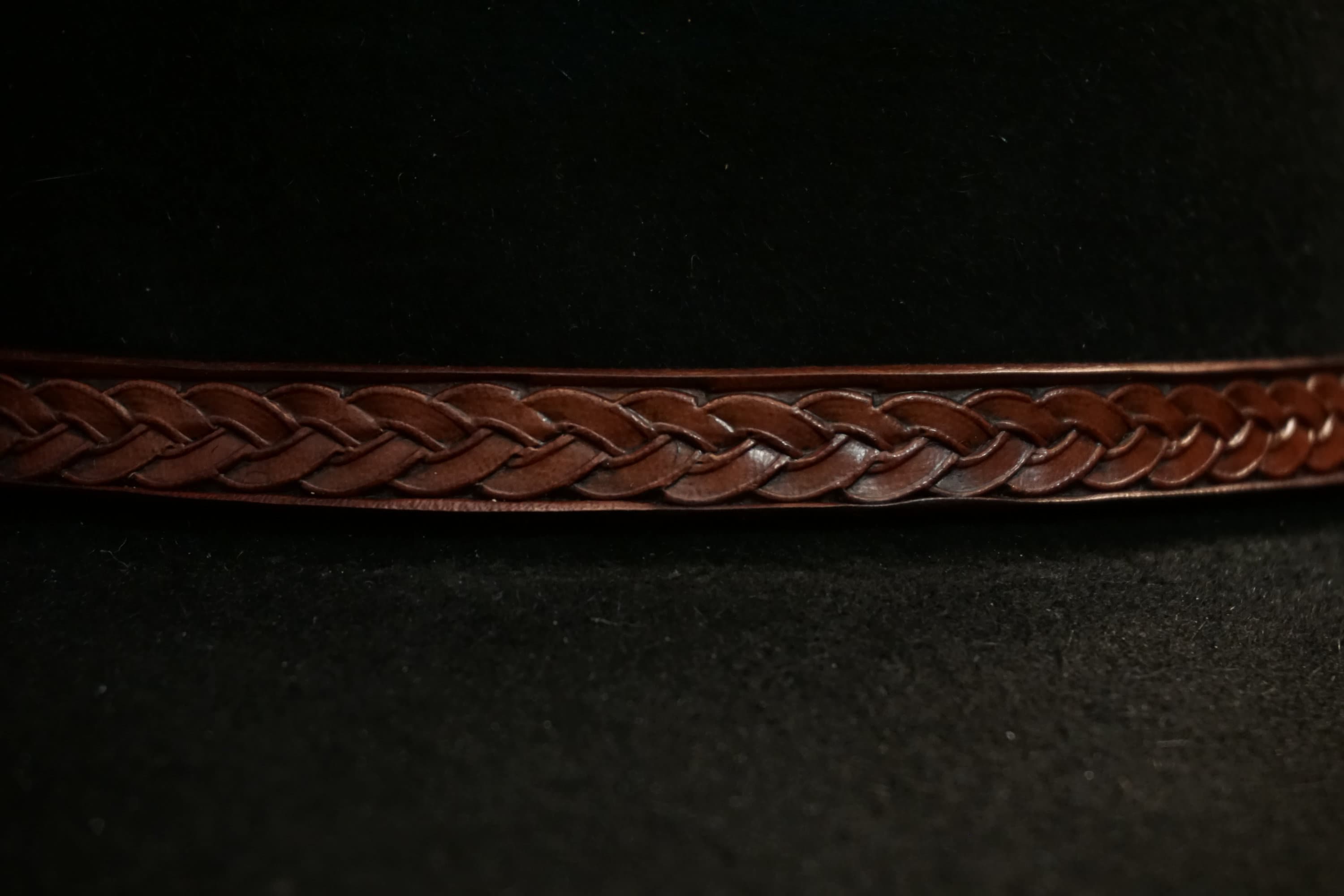 Hat Band Leather Tooled Braided Ribbon Mahogany S-M L-XL - Etsy