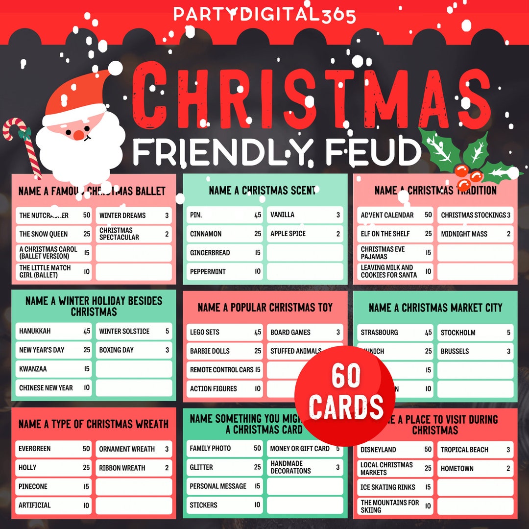 Christmas Friendly Feud Game Christmas Party Game for Adults Holiday ...