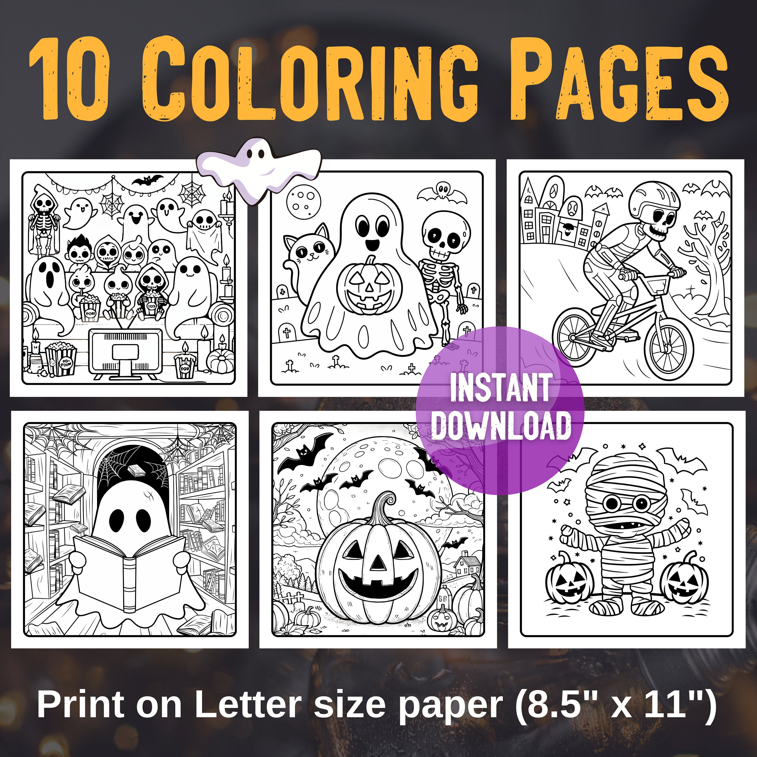 Cute Spooky Halloween Coloring Pages | Hygge Designs (digital Download ...