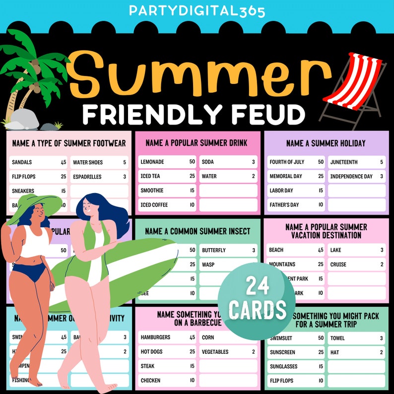Summer Friendly Feud Game | Family Feud Game Night | Fun Summer Party ...