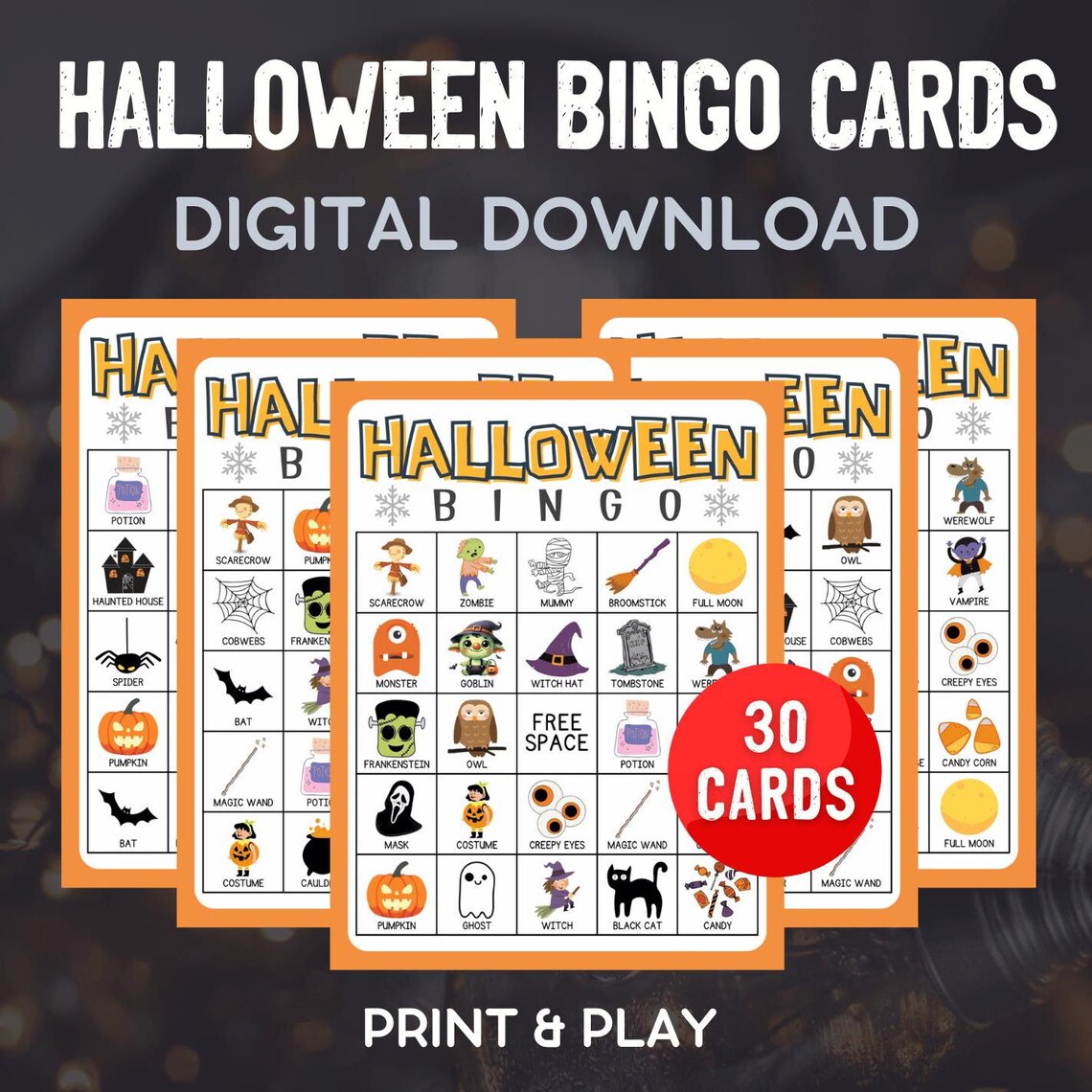 Halloween Bingo | Family Friendly Kids Halloween Bingo Game | Cute ...