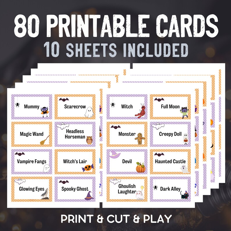 Halloween Charades & Pictionary Game Cards: Family Party Fun (PDF) - Etsy