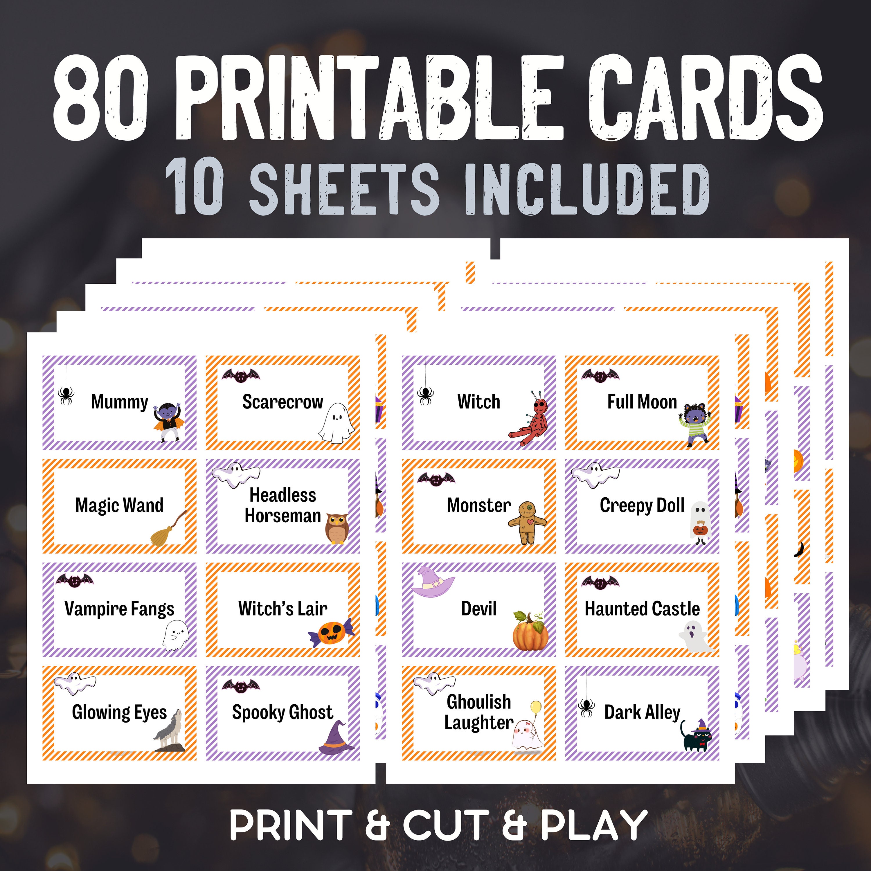 Halloween Charades & Pictionary Game Cards: Family Party Fun (PDF) - Etsy