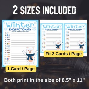 Winter Emoji Pictionary Game Printable Family Friendly Holiday Party ...