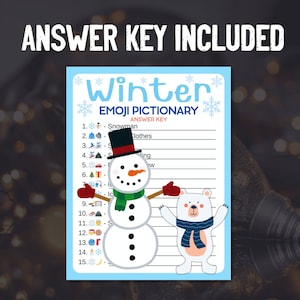 Winter Emoji Pictionary Game Printable Family Friendly Holiday Party ...