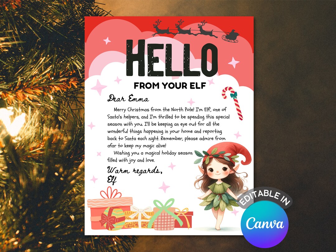 Christmas Elf Letter Template, Editable Hello Elf Letter, Printable Elf ...