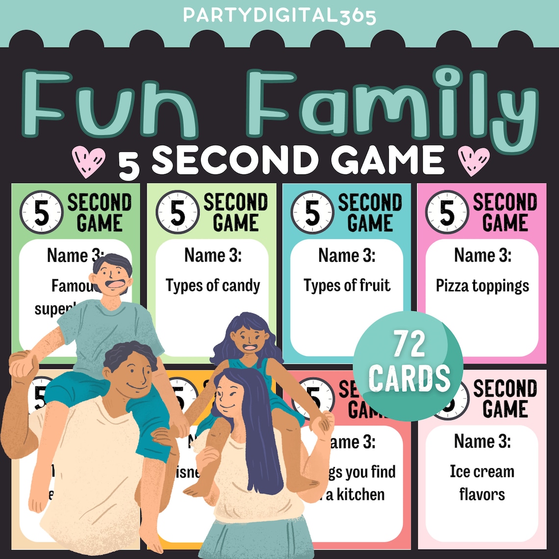 Fun Family 5 Second Game: Printable Party Game (PDF) - Etsy